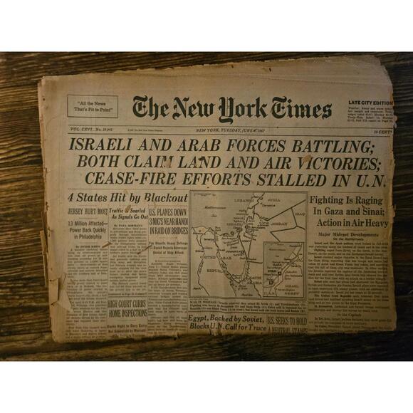 Office | The New York Times June 4 1967 Ny Blackout And War In Gaza ...